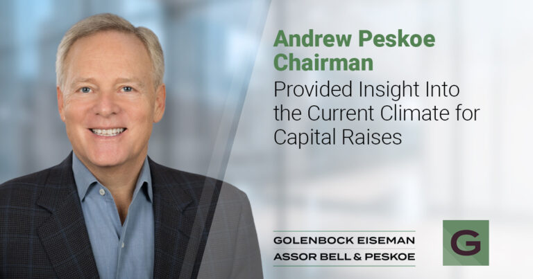 Andrew Peskoe, Chairman, Provided Insight Into the Current Climate for ...